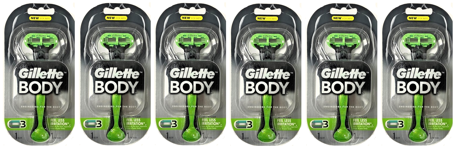 Gillette Body Razor Handle - Holds Body, Venus, & Mach3 Blades (6 Pack ...