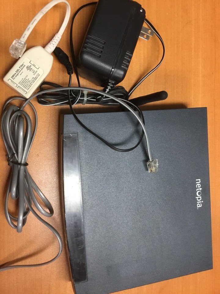 Netopia DSL Modem 4-Port Wireless Router GZ53347 w/ Power, Cable And ...