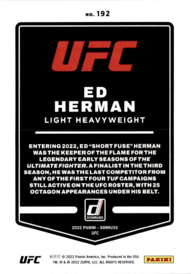 2022 Donruss Press Proof Silver #192 Ed Herman UFC Light Heavyweight | eBay