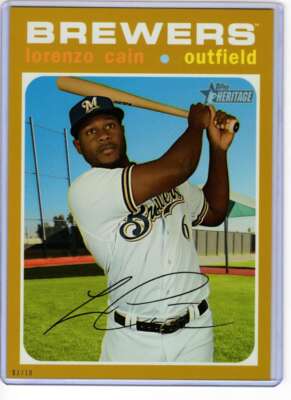 Lorenzo Cain 2020 Topps Heritage 5x7 Gold #435 /10 Brewers | eBay