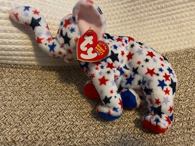 Ty Righty 2004 Beanie Baby Elephant Rare Patriotic Glitter | eBay