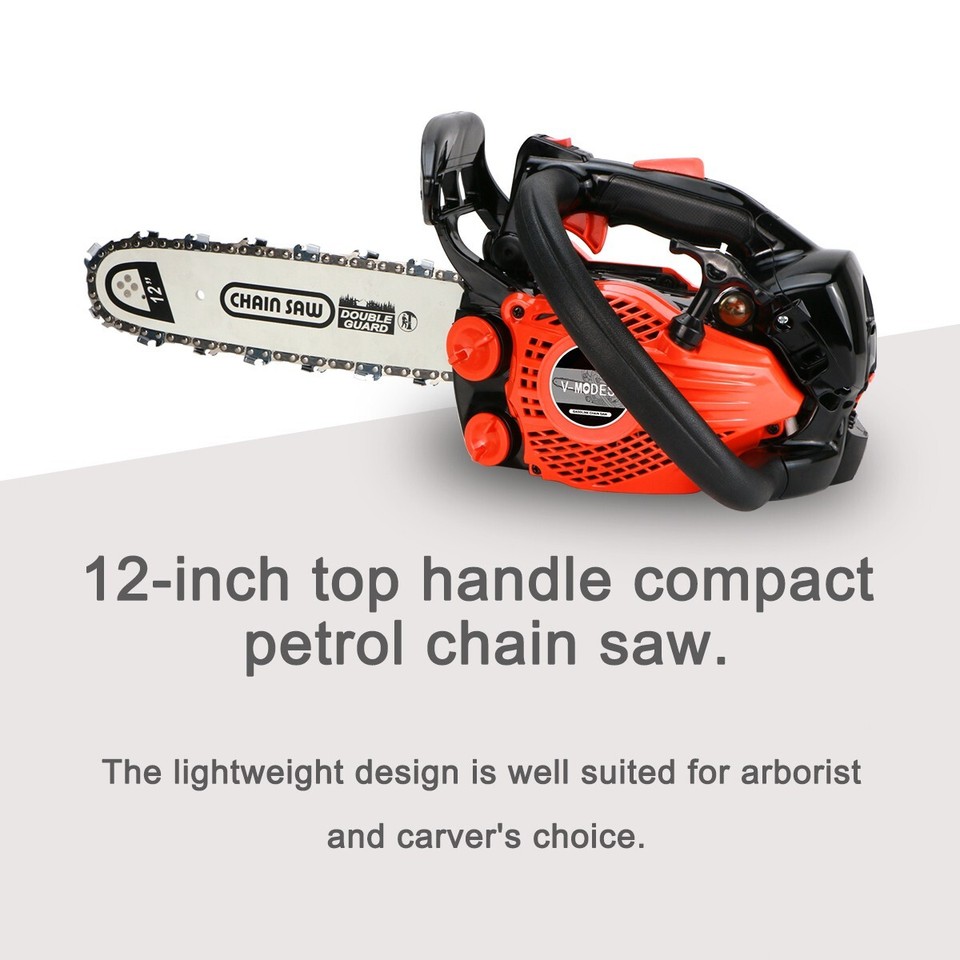 V-MODEST 12" Top Handle Gas Chainsaw 2-Stroke Engine 25CC Mini Climbing ...