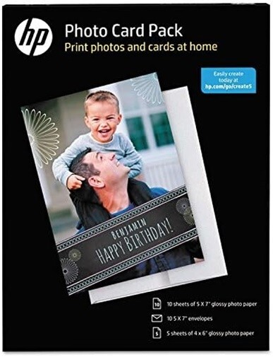 New HP Photo Card Pack 5x7 Paper w/ Envelopes (10) 4x6 Paper (5) SF791A ...