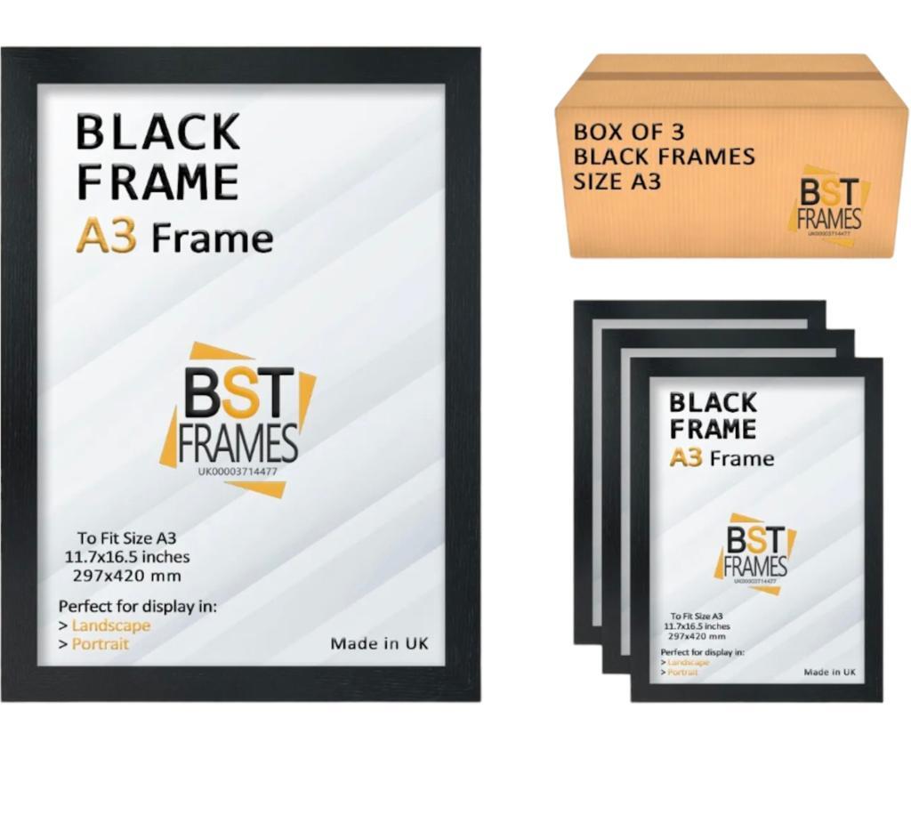 Pack Of 3 Photo Frames A1 A2 A3 A4 A5 A6 Picture Frames New Modern Home ...