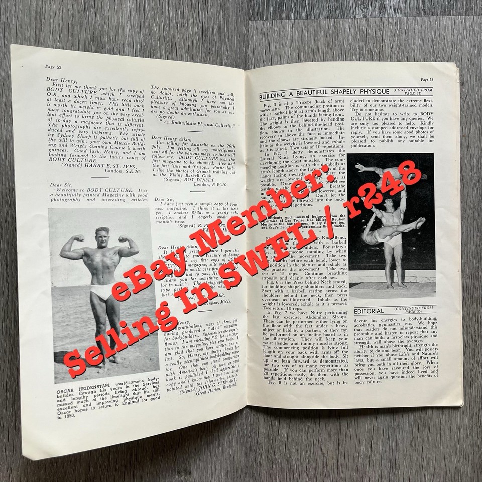 BODY CULTURE Magazine ALAN & GRACE STEPHAN + JOHN GRIMEK SEP 1949 VOL 1 NO 2 | eBay