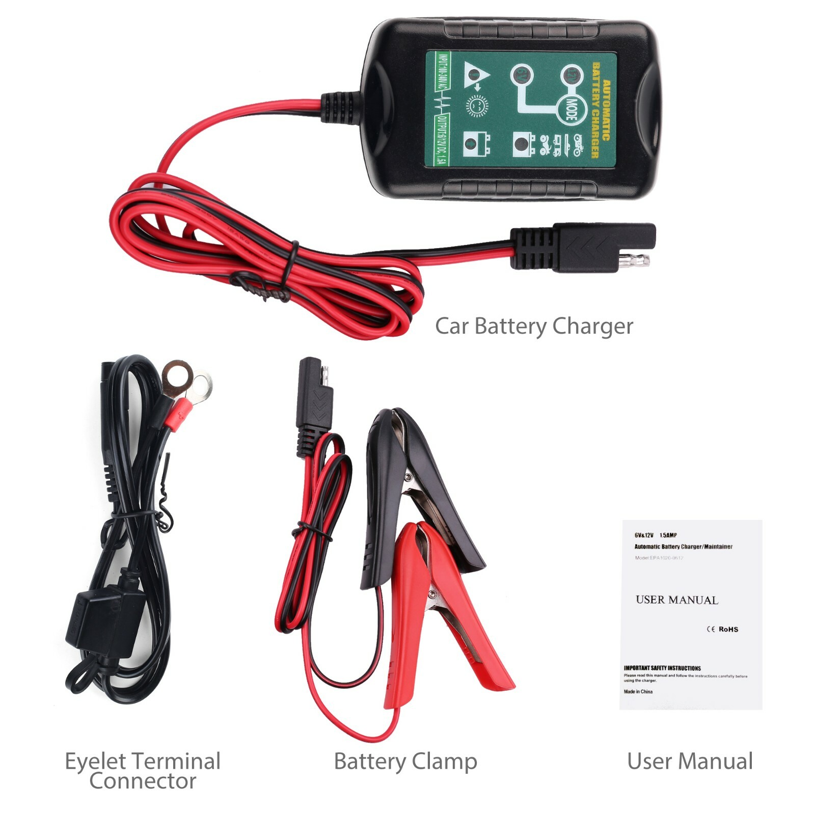 6V 12V 1.5Amp Battery Charger Maintainer for Harley Davidson ...