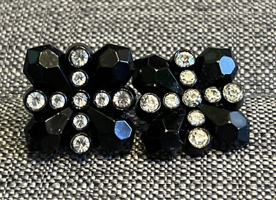 Vintage Avon Midnight Brilliance Cross Shape Rhinestone Pierced ...