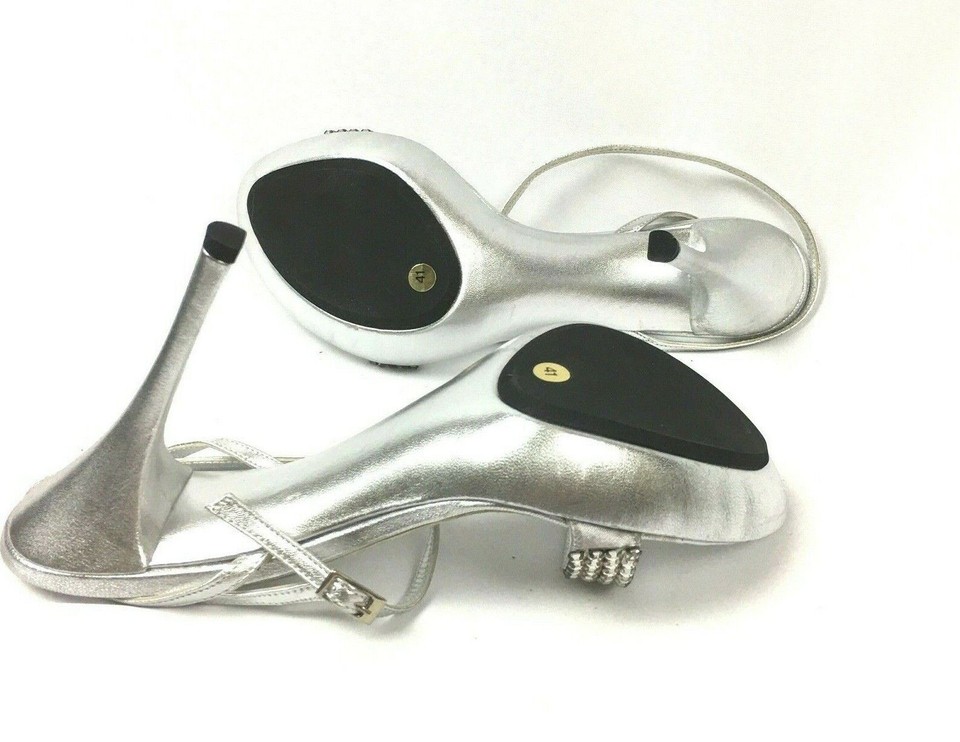 Claudio Milano Leather Shoes Silver Crystal Size 41 Italy ( US 10.5 ...