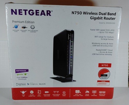 NETGEAR N750 WiFi 300+450Mbps Dual Band Gigabit Router (WNDR4300) New ...