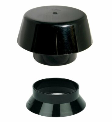 Black Vent Kit 110mm Vent Cowl & Weather Collar Soil Pipe Stack ...
