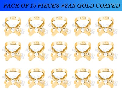 15 PCS Endodontic Rubber Dam Starter Clamps #2AS Dental Serrated Gold ...