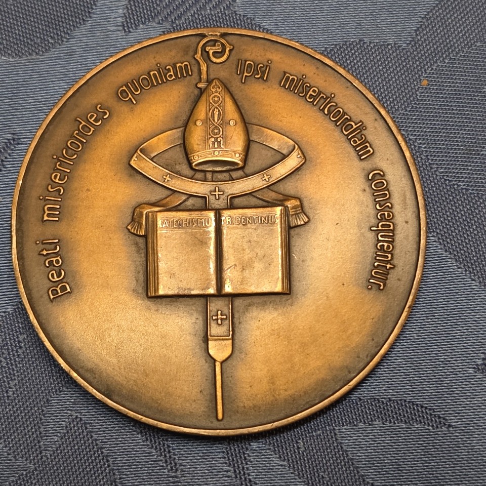 09L35 Antique Medal Bronze Saint Charles By Lenoir Papal Symbols | eBay UK