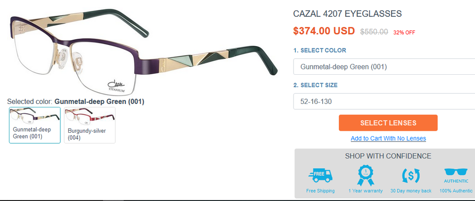 Cazal eyeglasses, Titanium, half rim, frames, square, oval, gold plated ...