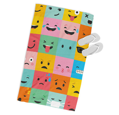 Square Faces MICROFIBRE BEACH TOWEL Designer Multi-Coloured | eBay UK