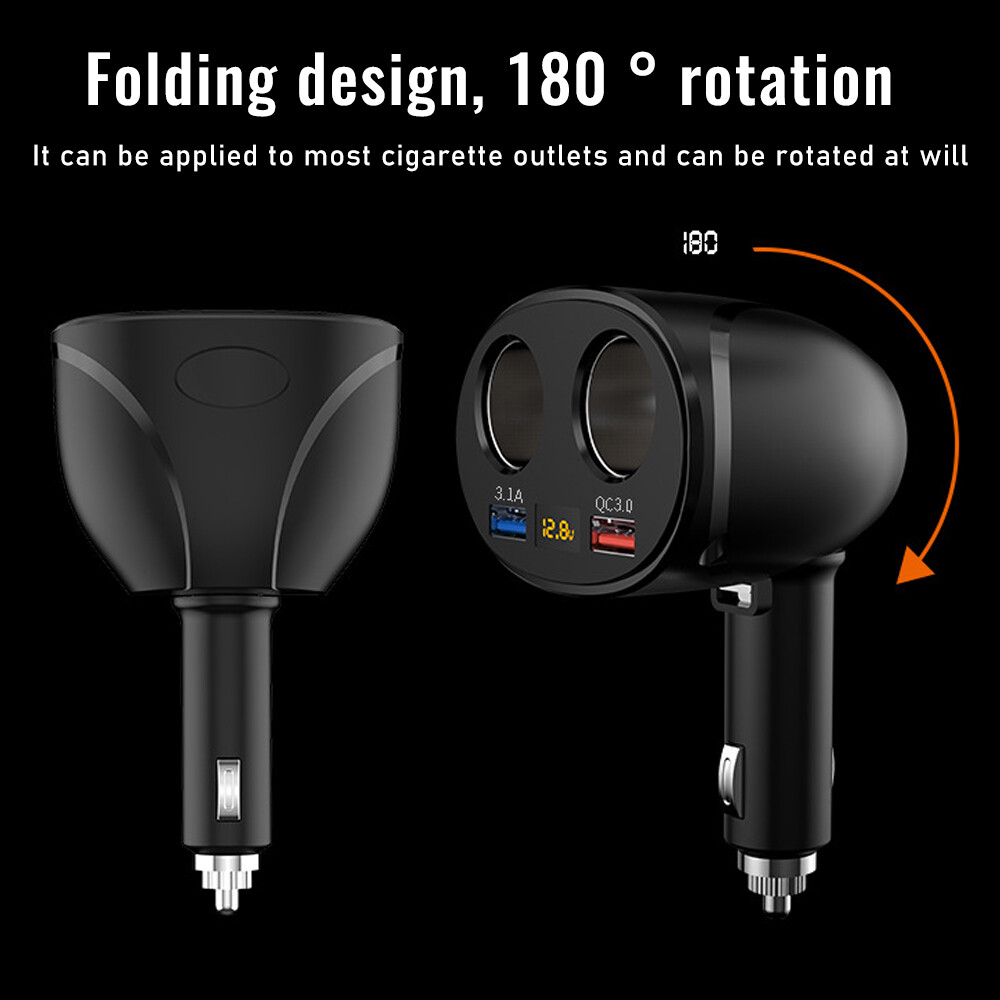 Car Cigarette Lighter Double Power Adapter Socket Splitter QC Dual USB ...