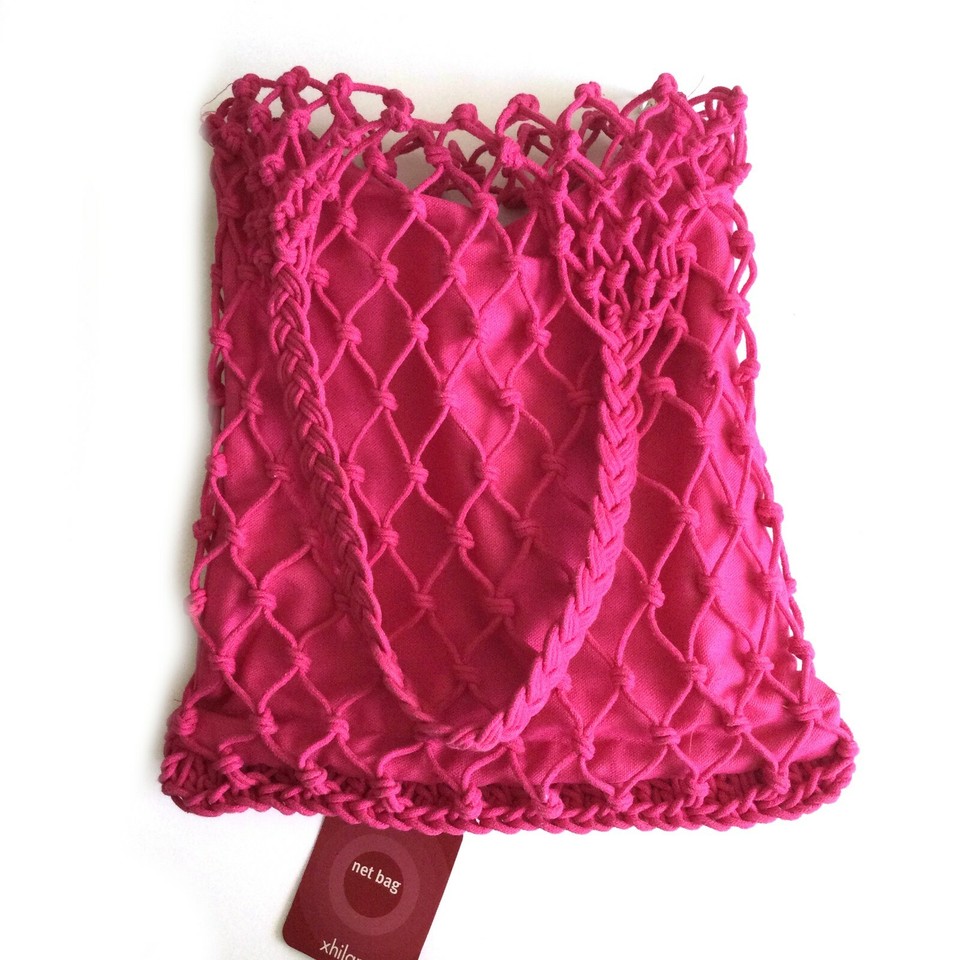 Vintage Y2K Xhilaration Pink Net Bag Rope Tote Bag Handbag Boho ...