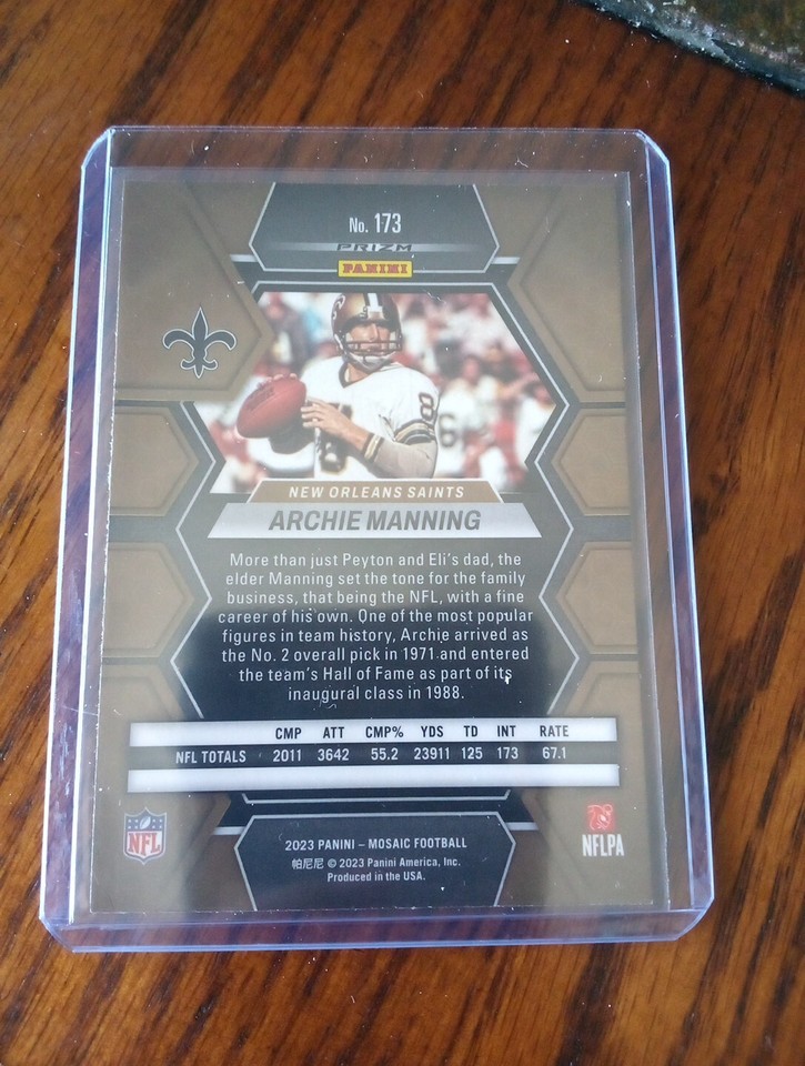 ARCHIE MANNING Green Prizm Refractor 2023 Panini Mosaic #173 New ...