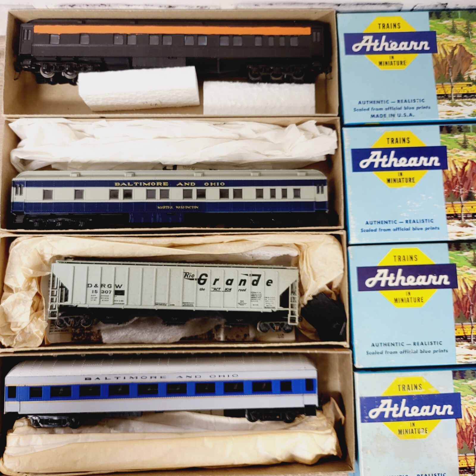 VINTAGE ATHEARN HO 4x PULLMAN B&M COACH RIO TRAIN MODEL KIT RAILROAD ...
