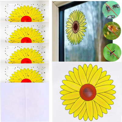 10Pcs Fly Trap Window Stickers Sticky Sunflower Insect Bug Flies Killer ...