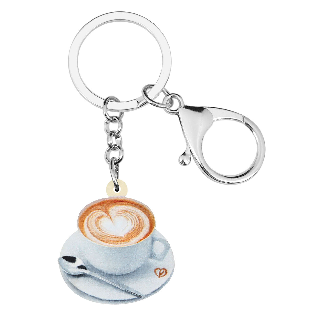 Acrylic Coffee Cup Spoon Keychains Car Purse Key Ring Party Jewelry Bag ...