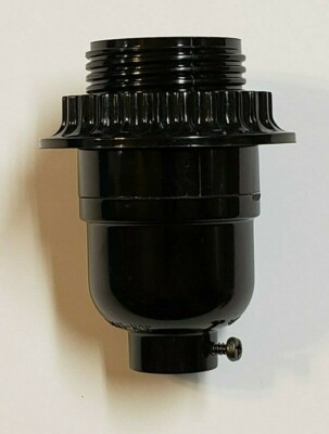 BLACK BAKELITE FULL KEYLESS THREADED LAMP SOCKET WITH RING E26 NEW ...