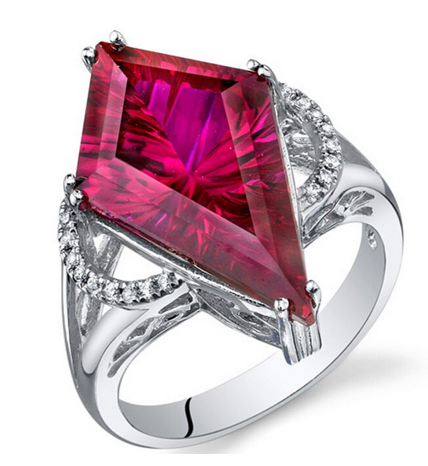 Beautiful Features Ruby Kite Cut Ring 935 Argentium Silver Women's ...