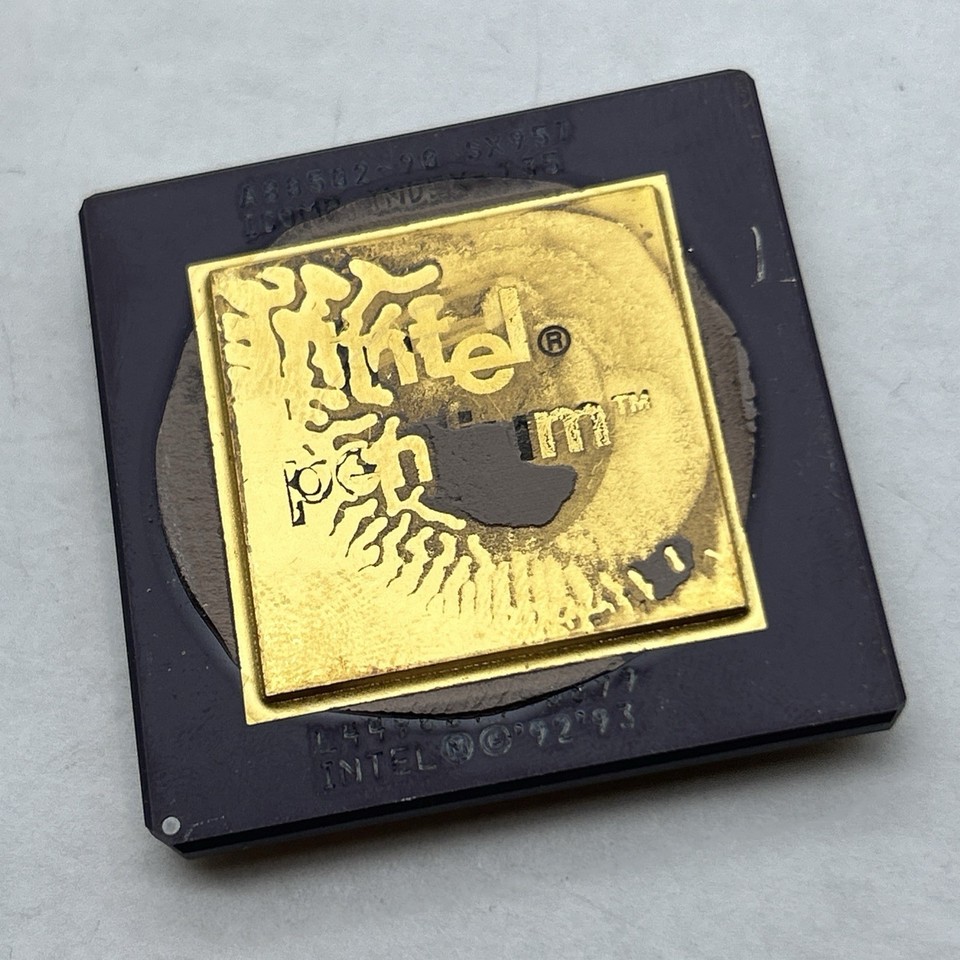 Intel Pentium 90 Mhz CPU 1992 P90 A80502-90 Gold Top Processor SX957 N ...