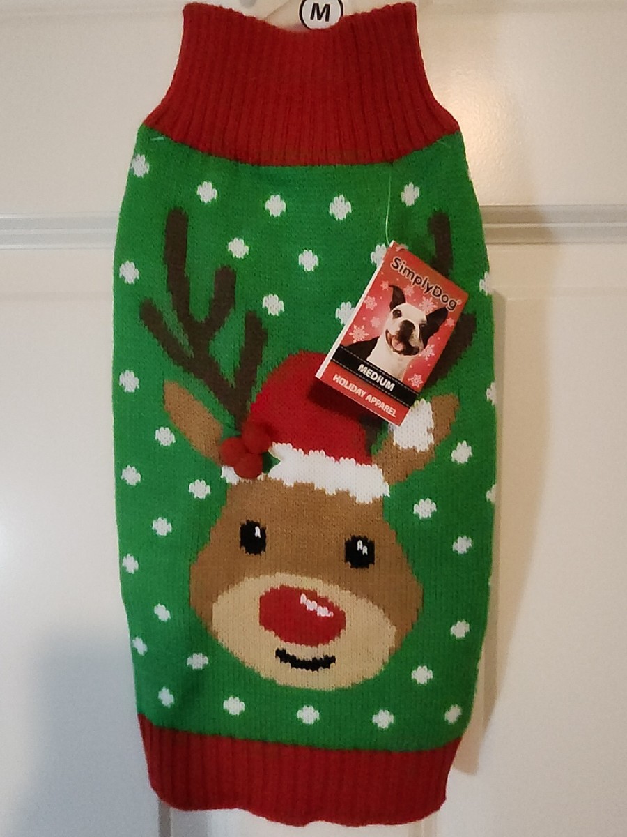Dog Apparel Simply Dog Christmas Sweaters Simply Dog Green Dot Santa ...