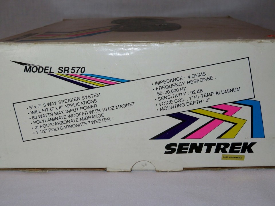 Sentrek Speakers Model SR570 ~ pair 5x7 3 way speaker system audio ...