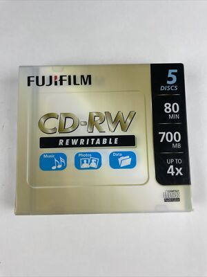 FUJIFILM CD-R 5 Pack 80 Min 700 Mb 48x5 Compact Disc Recordables NEW ...