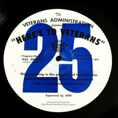 LIBERACE HAL DERWIN HERE'S TO VETERANS 16" RADIO SHOW TRANSCRIPTION ...
