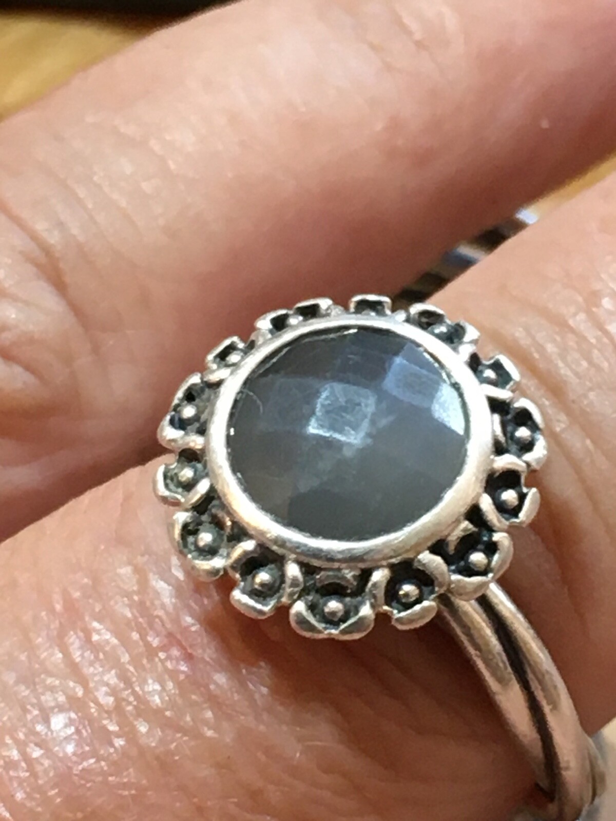 Vintage 80 925 silver retired Pandora Floral elegance grey moonstone ...