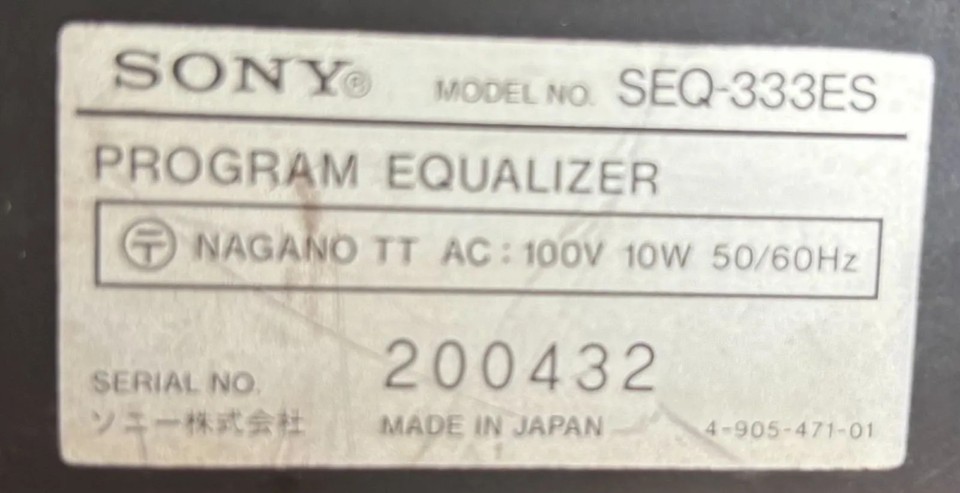 JUNK Sony Seq-333es 10 Band Programmable Graphic Equalizer Used Working From JPN | eBay
