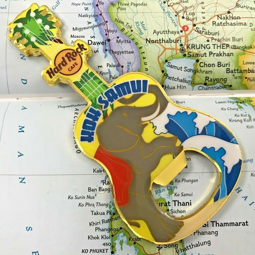 KOH SAMUI THAILAND🎸Hard Rock CAFE® HRC GUITAR METAL MAGNET 🎸BOTTLE ...