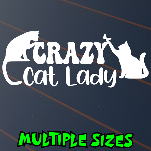 Crazy Cat Lady Sticker Car Decal Window Kitten Animal Lover Pet Paw ...