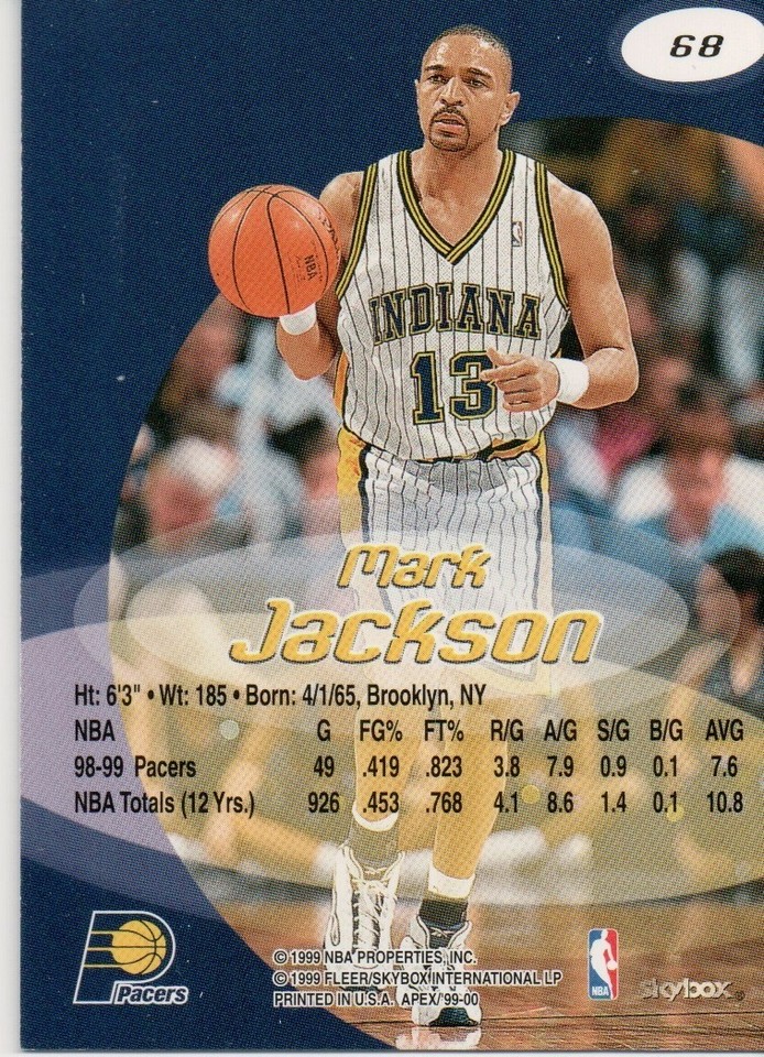 1999-00 SkyBox APEX #68 Mark Jackson Team: Indiana Pacers (22-1893) | eBay