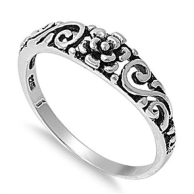 Flower Ring Genuine Sterling Silver 925 Face Height 5 mm Sizes 2 - 13 ...