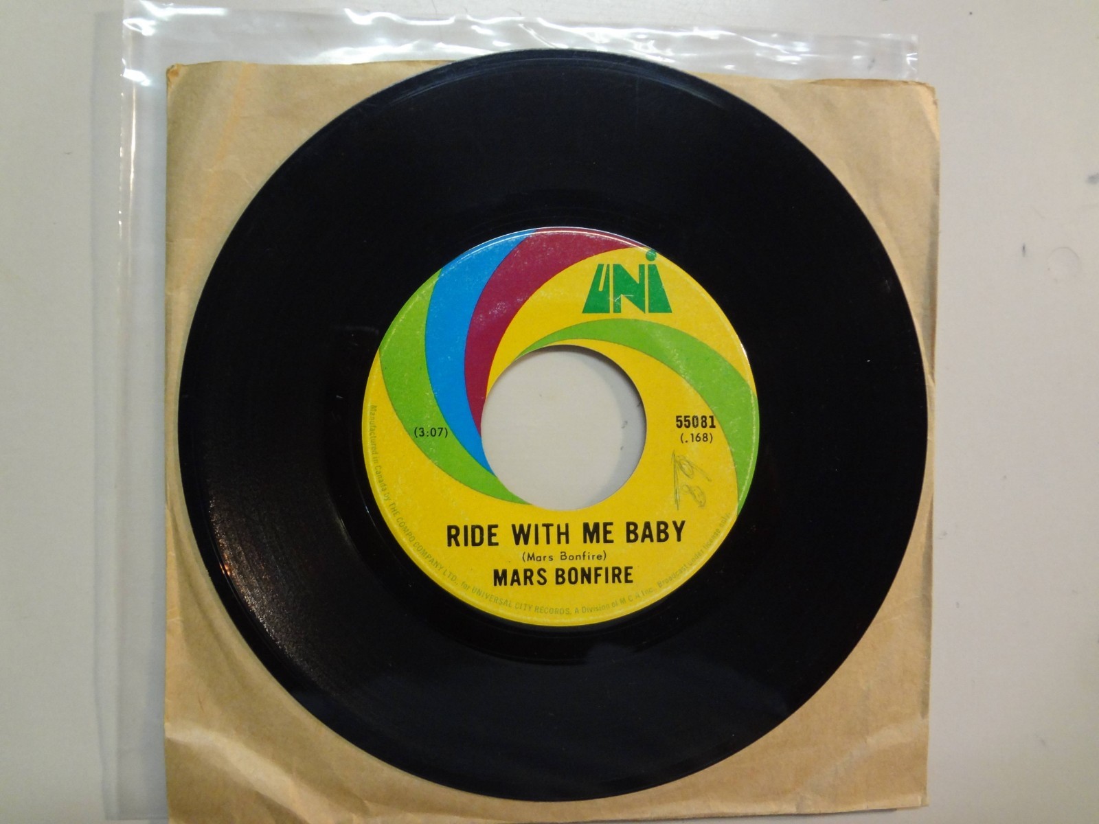 MARS BONFIRE:(Of Steppenwolf)Ride With Me Baby-Tenderness-Canada 7" 69 ...