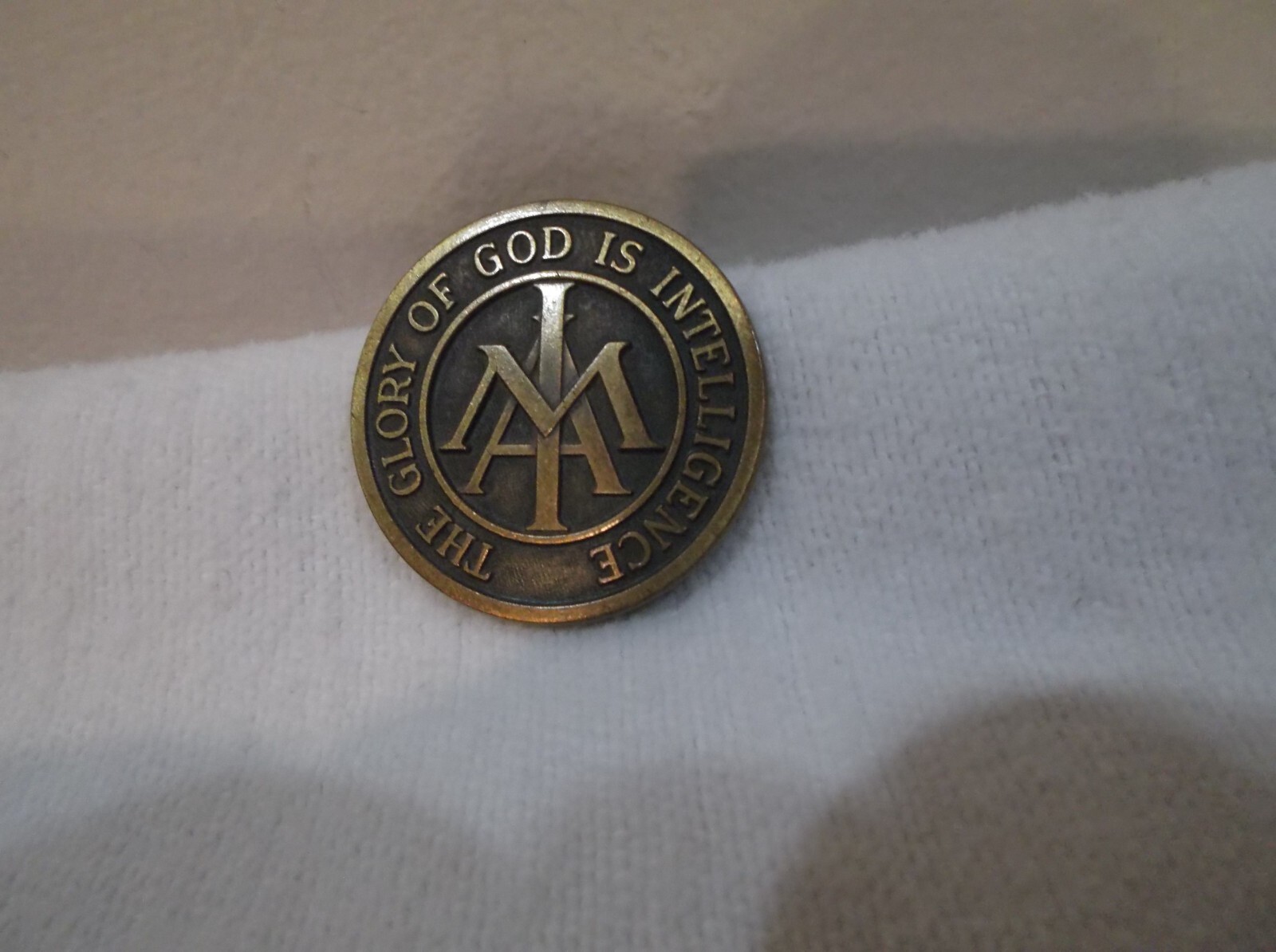 Brass Placard The Glory Of God Is Intelligence MIA LDS Mormon Medal 1. ...