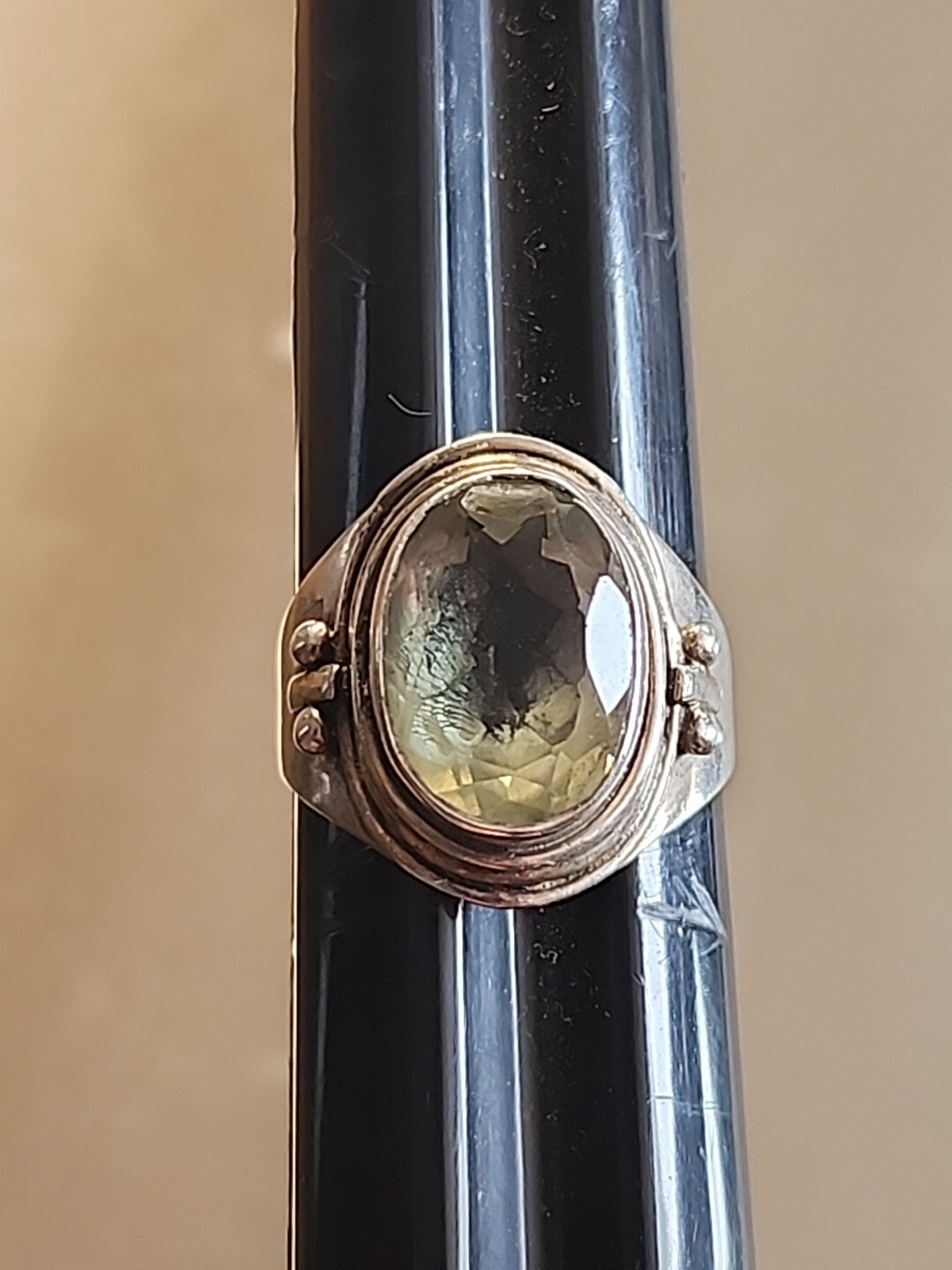 Sterling Silver 925 India Ring Light Green Oval Stone Sz 8.25 | eBay