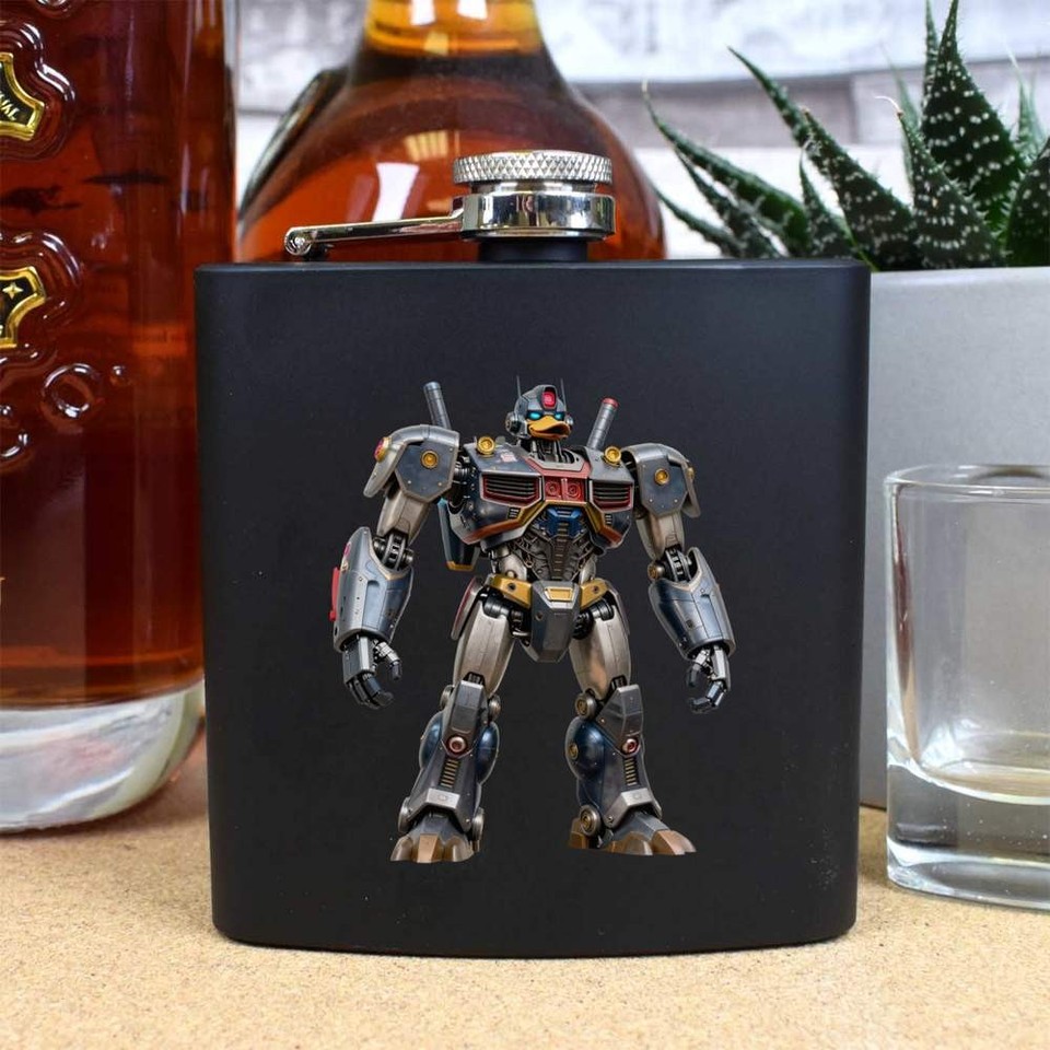 6oz (170ml) 'Robot War Duck' Pocket Hip Flask (HP00043042) | eBay UK