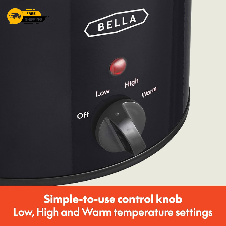 BELLA 1.5QT Slow Cooker Mini Crock Pot Compact Cooking for Small Meals ...