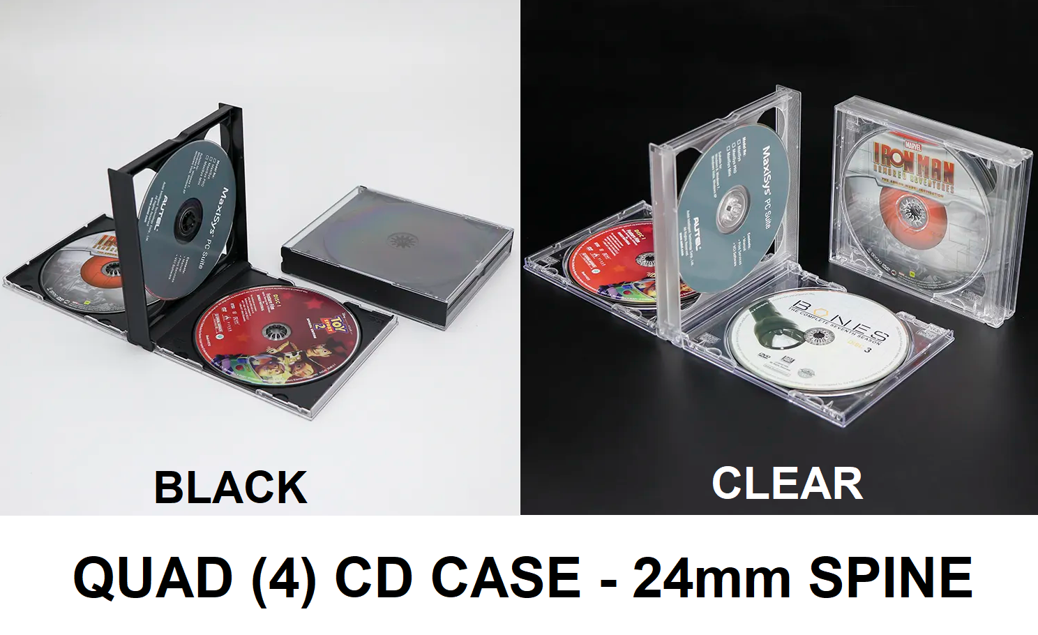 CD Cases CD Jewel Cases Single Double Triple Quad Six Black Clear ...