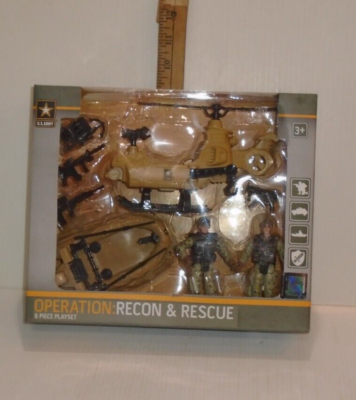 U.S. Army Operation Recon And Rescue 8 Piece Playset Helicopter & Raft ...