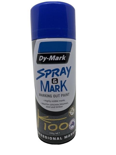 DYMARK Spray & Mark Line Marking Paint Blue 350g Dy-mark Single for ...