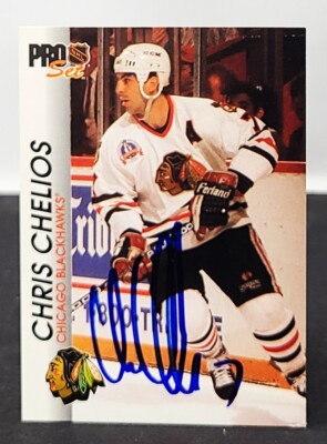 CHRIS CHELIOS signed Autograph 1992 Pro Set Hockey Card #34 Chicago ...