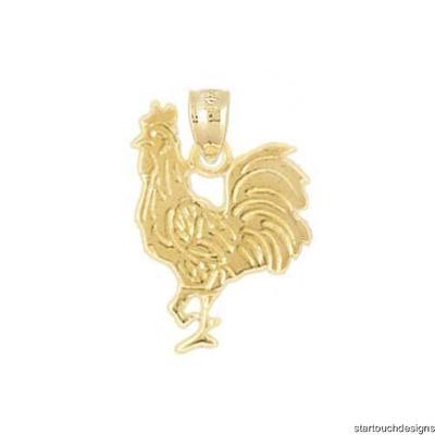 New 14k Yellow Gold Rooster Pendant | eBay