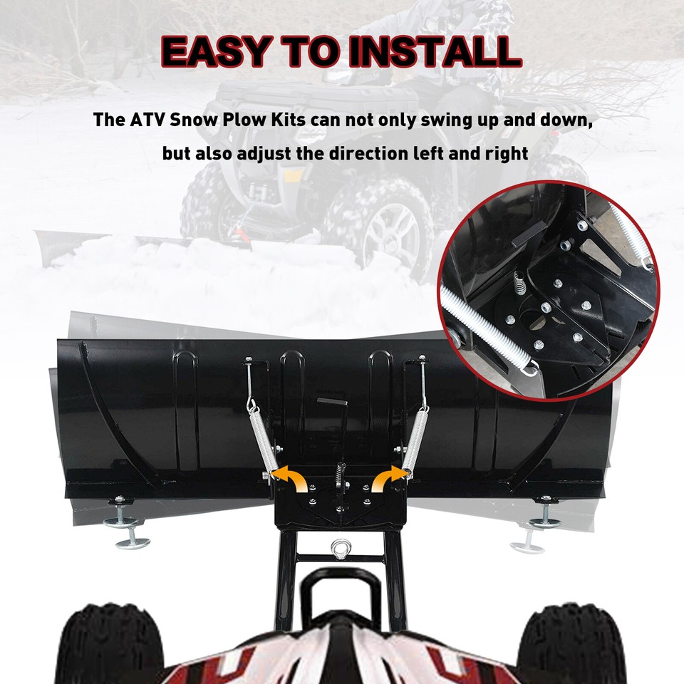 For ATV UTV Snow Plow Kit 45'' Steel Blade Complete Universal Mount ...