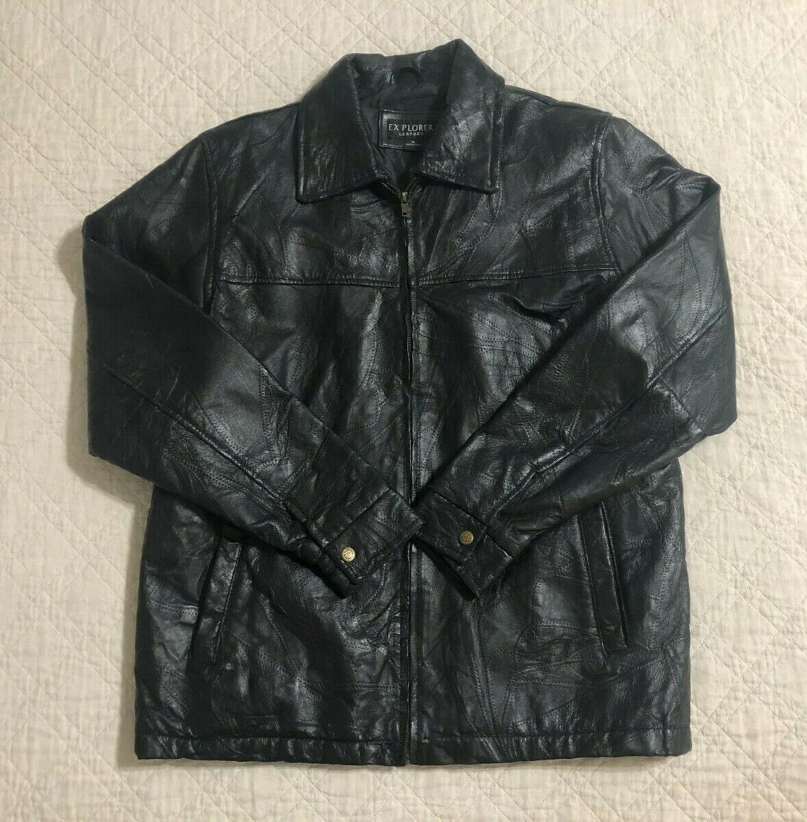 0771 - Men's EXPLORER LEATHER Jacket/Coat, black Leat… - Gem