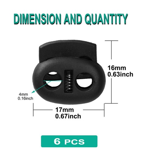 6pcs Plastic Spring Cord Locks Double Hole End Rope Fastener Slider | eBay